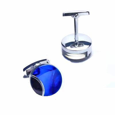 Cina Diamond Cufflinks Copper Material Round Gem Blue Crystal degli uomini di Eco in vendita