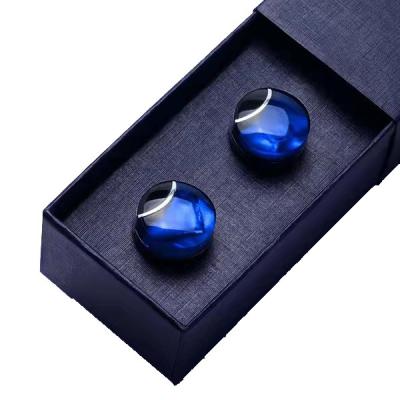 Cina Diamond Cufflinks Copper Material Round Gem Blue Crystal degli uomini di Eco in vendita