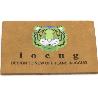 Cina Marrone riveste di pelle le toppe per i vestiti stampati con colore Tiger Head Logo 7cm×5cm in vendita