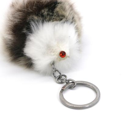 Cina OEM sveglio di forma di Gray Frisco Furry Mouse dell'anello portachiavi della bambola della lega bianca in vendita