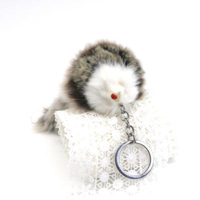 Cina OEM sveglio di forma di Gray Frisco Furry Mouse dell'anello portachiavi della bambola della lega bianca in vendita