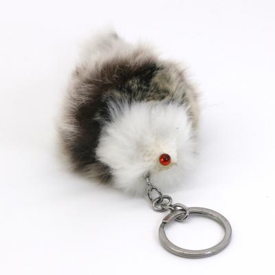 Cina OEM sveglio di forma di Gray Frisco Furry Mouse dell'anello portachiavi della bambola della lega bianca in vendita
