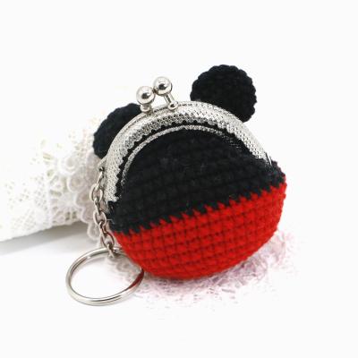 Cina Forma tessuta a mano sveglia della borsa di Handie della catena chiave della bambola della lana rossa con la perla in vendita