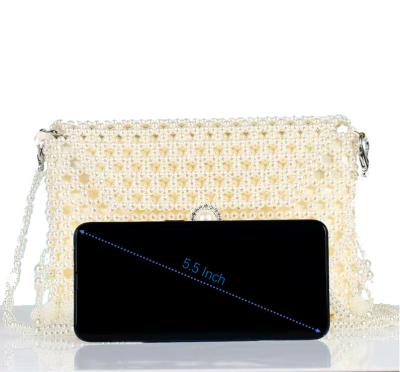 Cina Borse di mano della perla delle donne 6mm, mano tessuta bianca della borsa della perla che tesse OEM in vendita