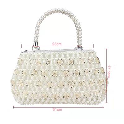 Cina ODM dell'OEM tessuto a mano di forma di Rosa dell'oro di 6mm della pochette bianca della perla in vendita