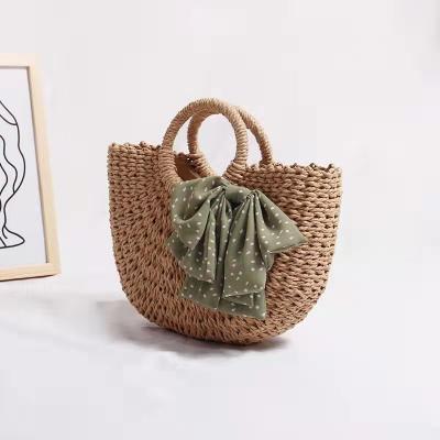 Cina La pelle del cereale di Marrone lavora all'uncinetto la borsa piccola con il ODM tessuto arco verde della sciarpa in vendita