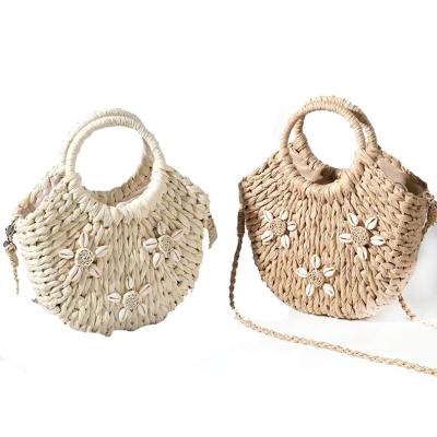 Cina La pelle del cereale tessuta lavora all'uncinetto la borsa, ODM tessuto di Shell Flower Decorative della borsa della spiaggia in vendita