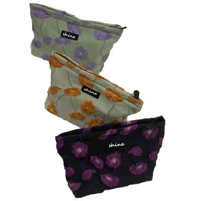 Cina Dimensione cosmetica della borsa 27cm×17cm×7cm del jacquard della chiusura lampo nera del tessuto in vendita