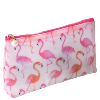 Cina Borsa cosmetica glassata del PVC, borsa di trucco del triangolo che stampa il modello rosso del fumetto in vendita