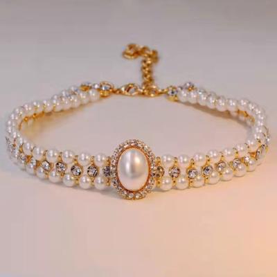 Cina Doppio ODM dell'OEM intarsiato collana della perla di fila e di Crystal Diamond del cristallo di rocca in vendita