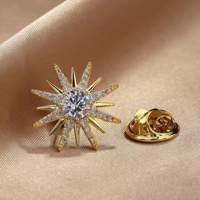 Cina La fibula esagonale del perno di collare della camicia della stella unisce in lega il diamante intarsiato materiale in vendita