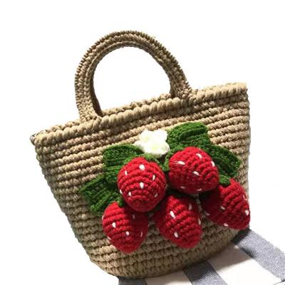 Cina Fragola tessuta a mano delle borse 3D della lana di Marrone per le ragazze 13cm×14cm in vendita