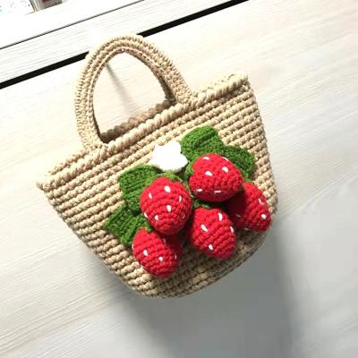 Cina Fragola tessuta a mano delle borse 3D della lana di Marrone per le ragazze 13cm×14cm in vendita