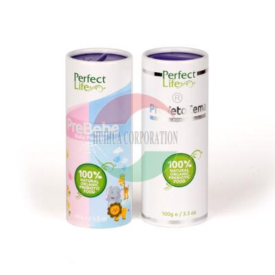 China Baby Powder Paper Cans Packaging Tube With Shaker 100g 3.5oz Customized Logo for sale
