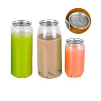 China 350ml PET Plastic Beverage Cans with 52.3mm Easy-Open Aluminum Lids for Custom Drink Packaging for sale