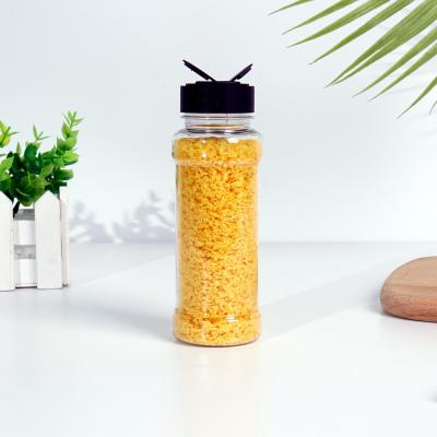 Amostragens personalizadas Pimenta de especiarias e garrafa de tapa de shaker de marca OEM para cilindro de plástico transparente de 200 ml