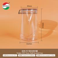 China Clear PET Cans with Screw Lid 1080ml Recycled Plastic Sealed Jar for Pet Food Coffee for sale