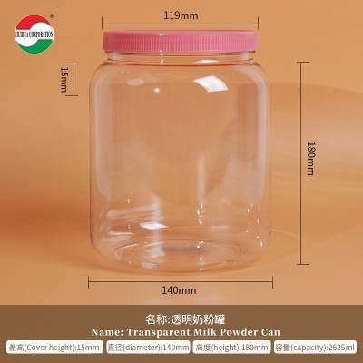 China 2625ML Bottiglia in PET Bottine di plastica trasparente Bottine cilindriche per alimenti Capo a vite Polvere di latte for sale