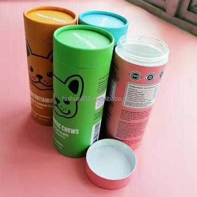 China Airtight Food Grade Paper Tube Kraft Paperboard PET Inside Cylinder Superfoods Collagen Powder Packaging for sale
