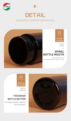China Customized Colorful Screw Cap Black PET Plastic Jar with Gasket for Nutrition Vitamins Soft Candy Dried Fruit for sale