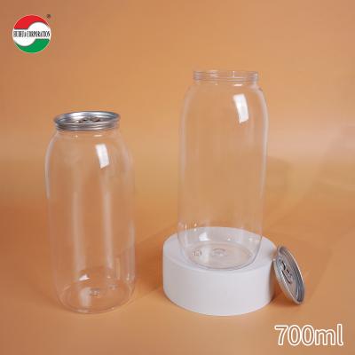 Cina Bottiglia in PET da 250ml 330ml 400ml 500ml 700ml, formato personalizzato, barattolo per imballaggio, lattine per bevande realizzate in materiale PET per uso alimentare, trasparente, con coperchio a pressione, coperchio facile da aprire in vendita