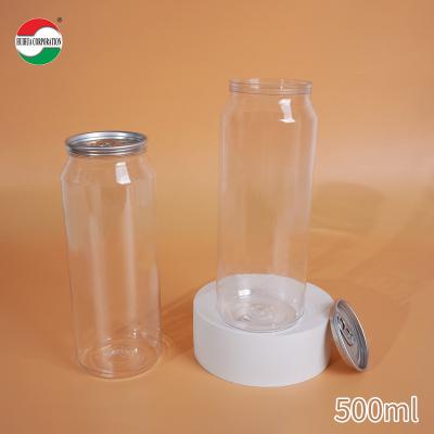Cina Bottiglia in PET da 250ml 330ml 400ml 500ml 700ml, formato personalizzato, barattolo per imballaggio, lattine per bevande realizzate in materiale PET per uso alimentare, trasparente, con coperchio a pressione, coperchio facile da aprire in vendita