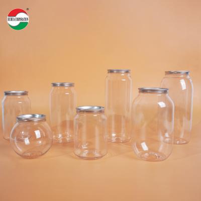 Cina Bottiglia in PET da 250ml 330ml 400ml 500ml 700ml, formato personalizzato, barattolo per imballaggio, lattine per bevande realizzate in materiale PET per uso alimentare, trasparente, con coperchio a pressione, coperchio facile da aprire in vendita
