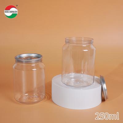 Cina Bottiglia in PET da 250ml 330ml 400ml 500ml 700ml, formato personalizzato, barattolo per imballaggio, lattine per bevande realizzate in materiale PET per uso alimentare, trasparente, con coperchio a pressione, coperchio facile da aprire in vendita