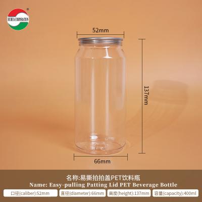 China Botella de jugo PET de 400 ml con tapa de prensa para llenar en frío en venta