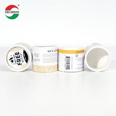 Tubo di carta in cartone bianco biodegradabile ecologico personalizzato con tubo di carta per stampa CMYK UV con stampa a caldo oro OEM per capsule