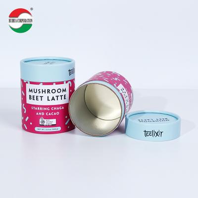 Китай Индивидуальный дизайн пищевой контейнер для чая Упаковка Перерабатываемый материал Роскошные конфеты Круглые подарочные коробки Картонная бумажная трубка Цилиндр с герметичной металлической крышкой Алюминий продается