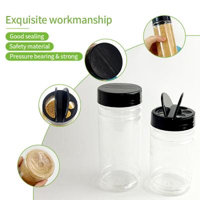 China Wholesale Sample Provided Plastic Spice Jars Bottles Containers With Black Lid Perfect for Storing Spice and Powders for sale