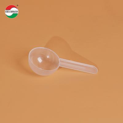 중국 도매 식품 등급 짧은 손잡이 PP 플라스틱 둥근 바닥 스쿠프 5ML 10ML 15ML 투명 파우더 액체 측정 스푼 판매용