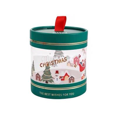 China Christmas Cylinder Paper Tube Packaging with Window for Nuts & Kernels in Cardboard Box for sale