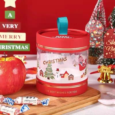 China Christmas Cylinder Paper Tube Packaging with Window for Nuts & Kernels in Cardboard Box for sale