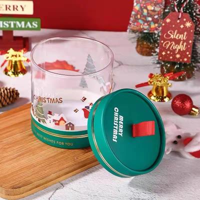 China Christmas Cylinder Paper Tube Packaging with Window for Nuts & Kernels in Cardboard Box for sale