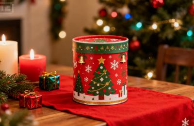 China Christmas Cylinder Paper Tube Packaging with Window for Nuts & Kernels in Cardboard Box for sale