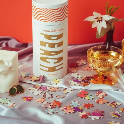 China Recycled Custom Logo Kraft Round Paper Container for Kids Puzzle Building Blocks Pencil Toys Cardboard Paper Tube Packaging for sale