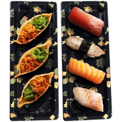 China Custom Packaging Box Disposable Sushi Takeaway Wooden Sushi Box Sushi Food Container Box for sale