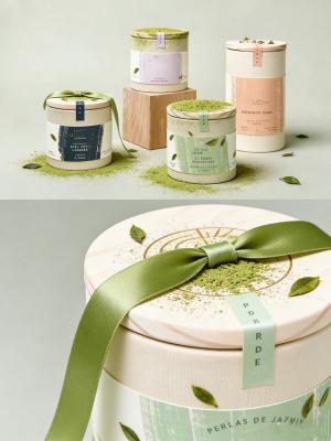 China Customized Food Grade Biodegradeable Paper Tube with Wood Cover for Matcha Powder Tea for sale