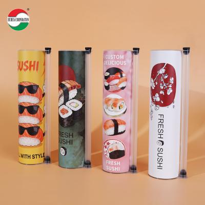 China Custom Size Sushi Push Pop Container Food Grade Paper Cylinder Push Tube Packaging for Snacks Custom Design for sale