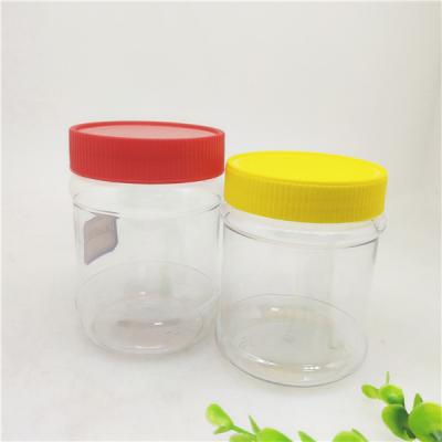 China Non - Toxic Food Grade Clear Plastic Cylinder / 10oz Peanut Butter Bottles for sale