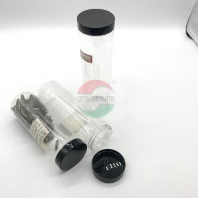 중국 350ml 450ml는 플라스틱 실린더, 긴 모양 나사 검정 모자 유형을 가진 플라스틱 주스 단지를 맑게 합니다 판매용