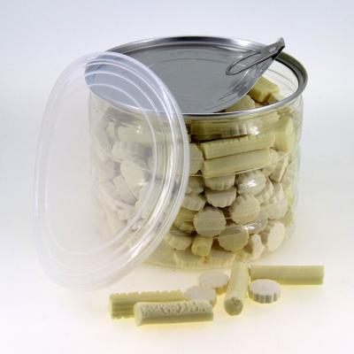 China 50ML Clear Plastic Cylinder , Transparent PET Easy Open Can with Alu Lid for sale