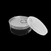 China 100ml Clear PET Easy Open Can 33mm Height with Aluminum Lid for Bubble Tea Packaging for sale