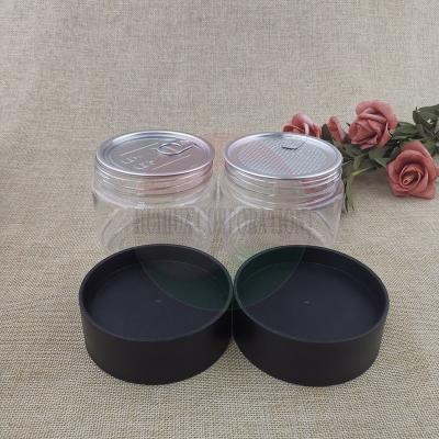 China Black Lid Plastic Jars PET Material Transparent Storage Cans Food Packaging And Sub-Packaging For Storage Boxes for sale