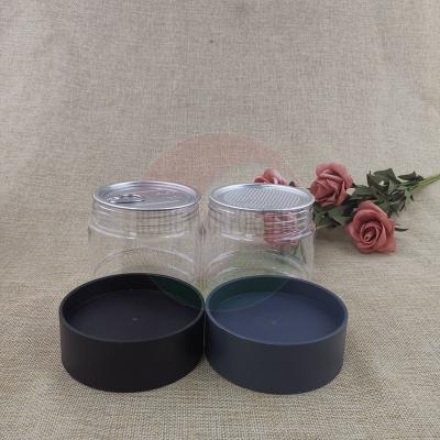 China Black Lid Plastic Jars PET Material Transparent Storage Cans Food Packaging And Sub-Packaging For Storage Boxes for sale