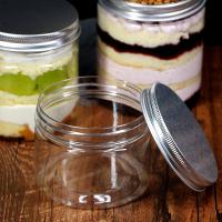 China Clear PET Plastic Ice Cream Container 300ml with Aluminum Lid 85mm for sale