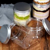 China Clear PET Plastic Ice Cream Container 300ml with Aluminum Lid 85mm for sale