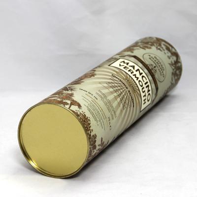China Customised Movable Tin Lid silver stamping Kraft Paper Tube Packaging , Wine Bottle paper cans for sale